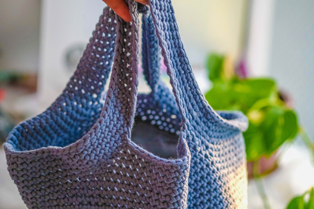 Chunky Crochet Tote in Steel Blue -- Other Colors & Styles Available ...