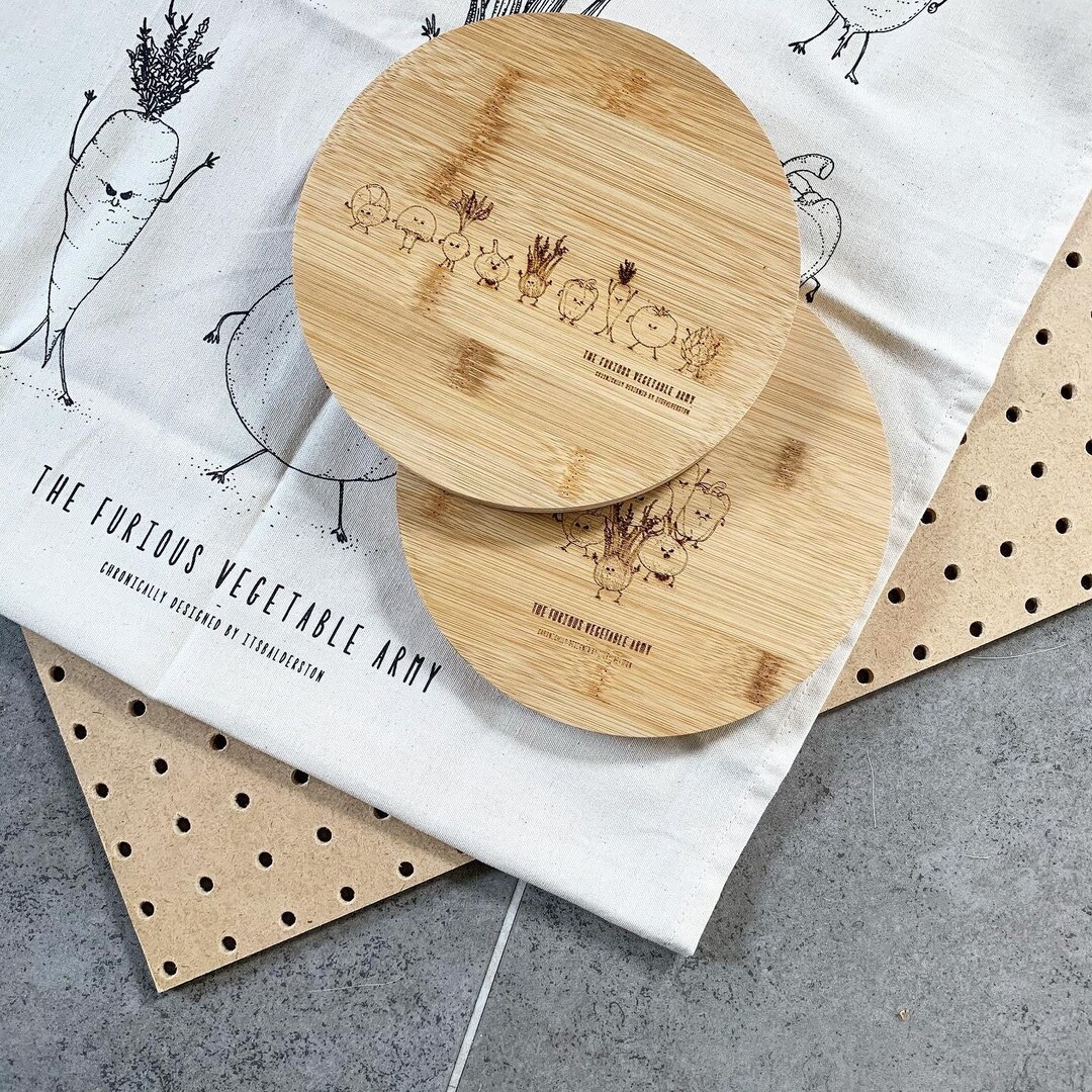 Furious Vegetable Army Small Round Chopping Board Handdrawn - Etsy