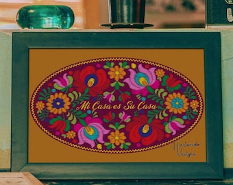 Mi Casa Es Su Casa Sign in Spanish Mexican Talavera Inspired | Etsy