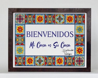 Mi Casa Es Su Casa Sign in Spanish Mexican Talavera Inspired | Etsy