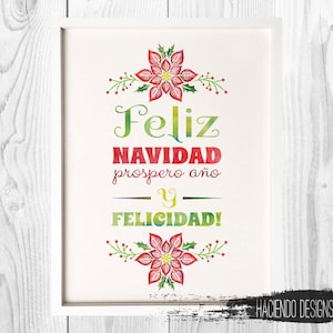 Feliz Navidad Prospero Ano Felicidad Christmas in Spanish Printable ...