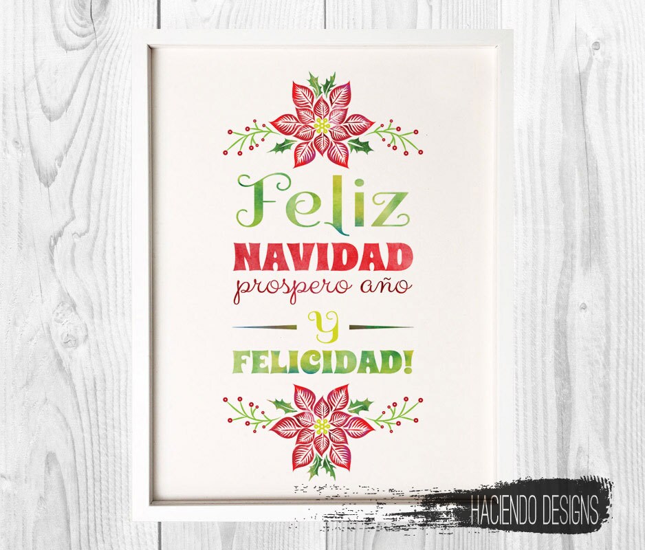 Feliz Navidad Prospero Ano Felicidad Christmas in Spanish Printable ...