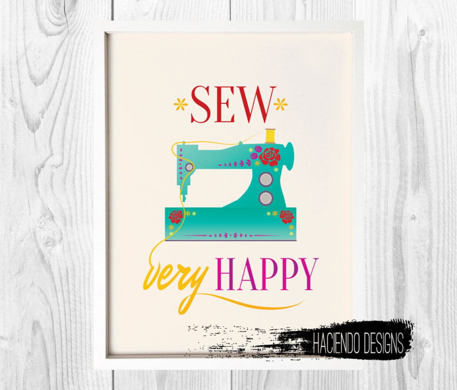 Sew Very Happy Sewing Room Wall Decor Digital Art Print Instant ...