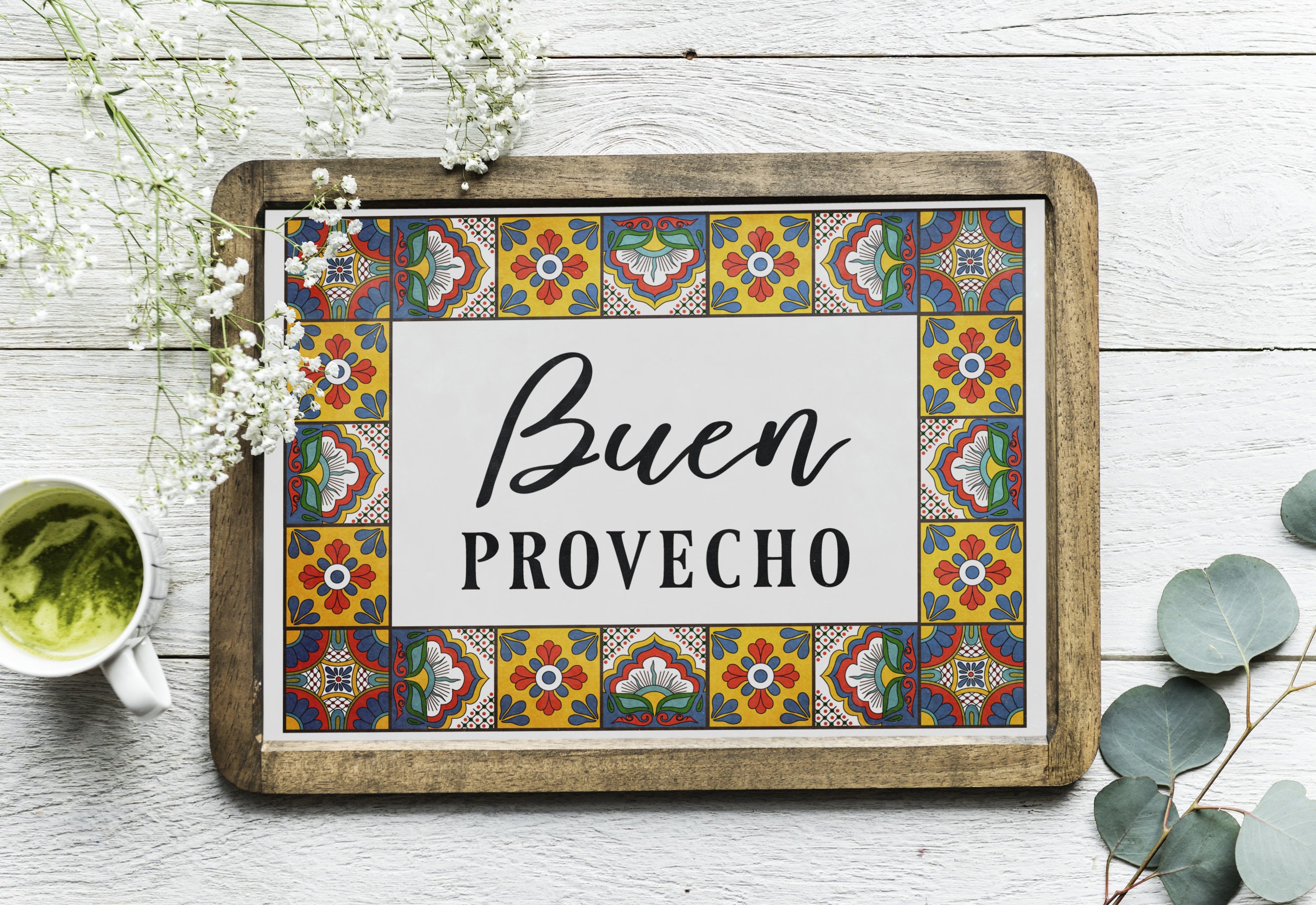 Buen Provecho Talavera Kitchen Sign in Spanish Printable | Etsy