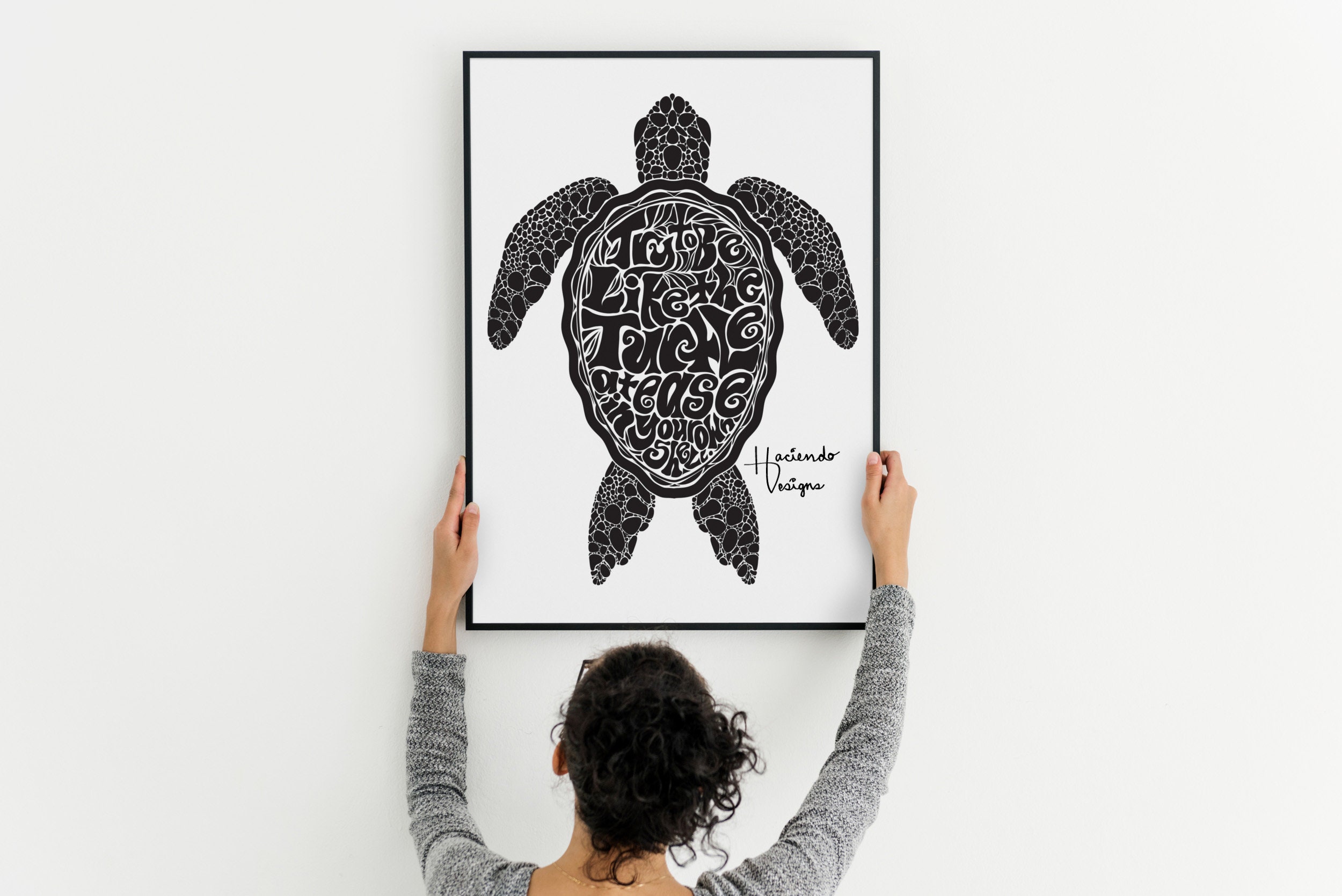 Try to Be Like the Turtle at Ease in Your Own Shell Print Digital Art ...