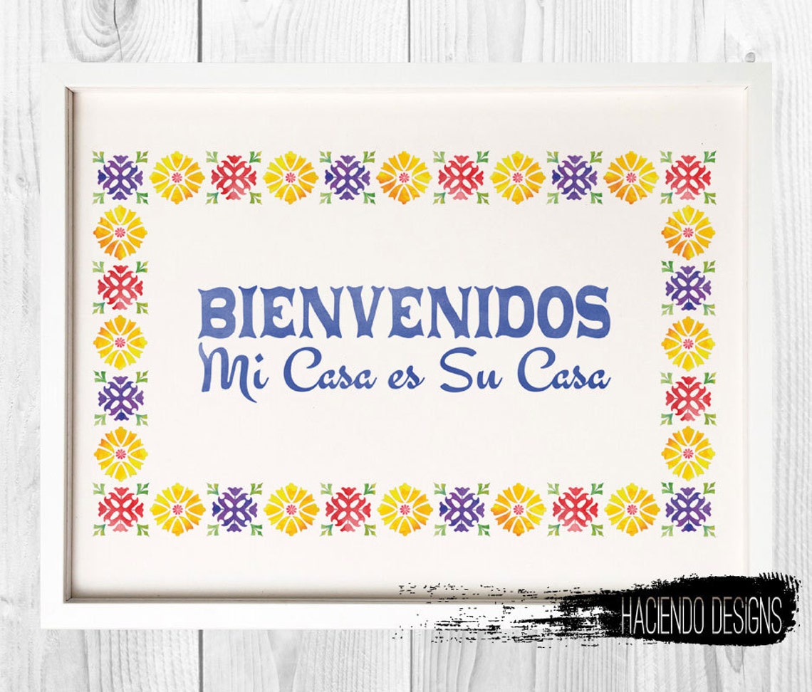 Bienvenidos Welcome Sign in Spanish Printable Digital Art Includes 2 ...