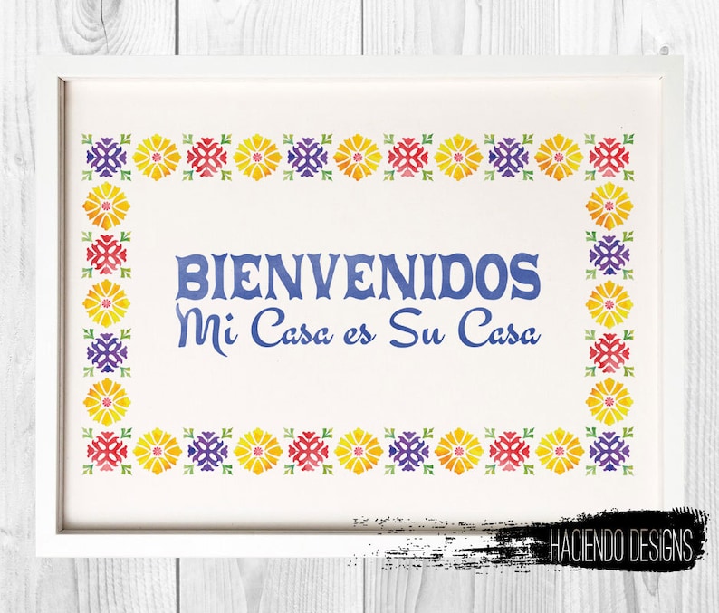 Bienvenidos Welcome Sign in Spanish Printable Digital Art Includes 2 ...