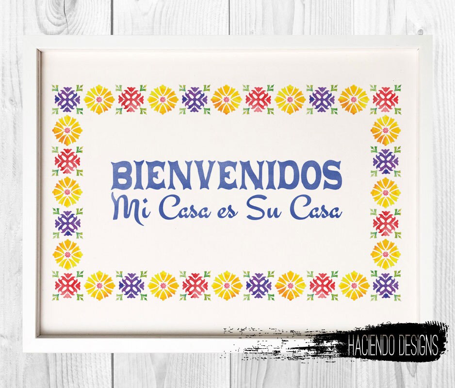Bienvenidos Welcome Sign in Spanish Printable Digital Art Includes 2 ...