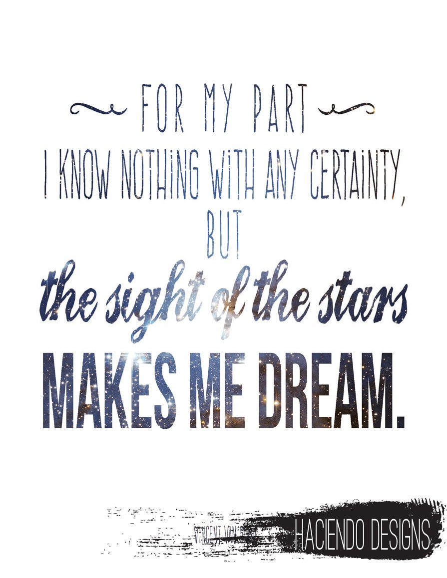 The Sight of the Stars Vincent Van Gogh Quote Print Digital Art Wall ...