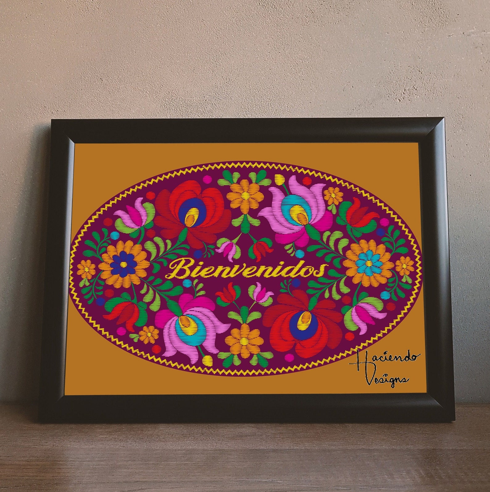 Bienvenidos Welcome Sign in Spanish Mexican Floral Embroidery Inspired ...