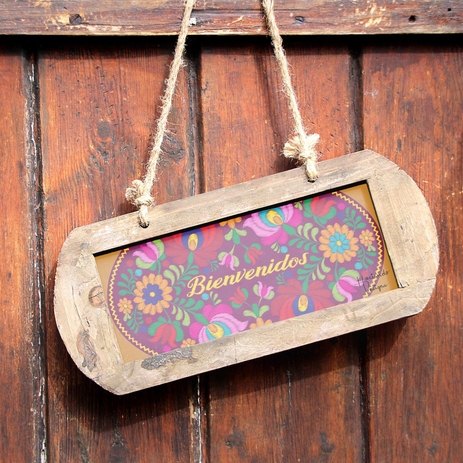 Bienvenidos Welcome Sign in Spanish Mexican Floral Embroidery Inspired ...