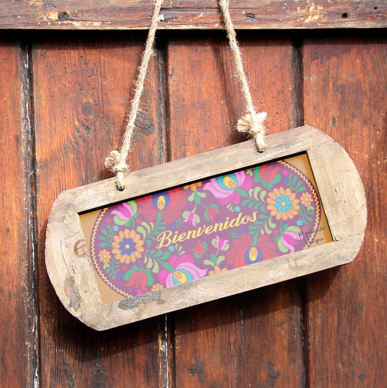 Bienvenidos Welcome Sign in Spanish Mexican Floral Embroidery Inspired ...