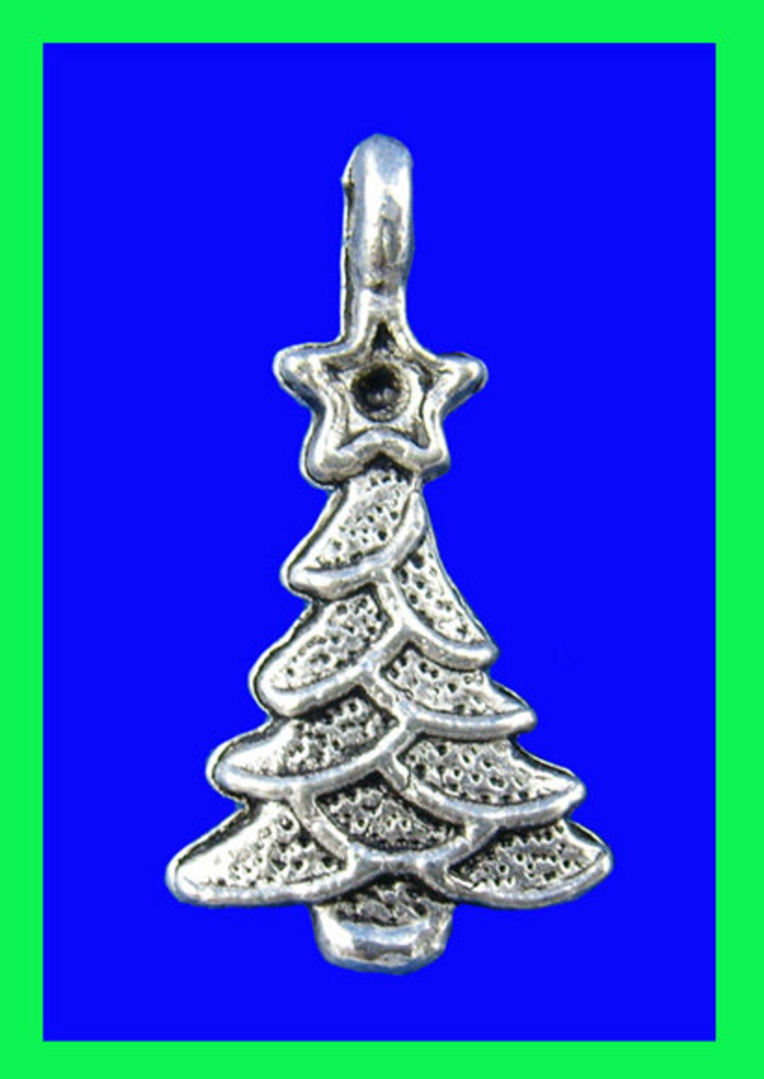 10 Pieces Antique Silver Christmas Tree With Star Top Charms - Etsy