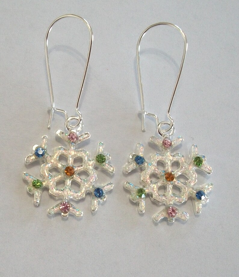 Pretty Multi Color Rhinestone Snowflake Earrings - Etsy