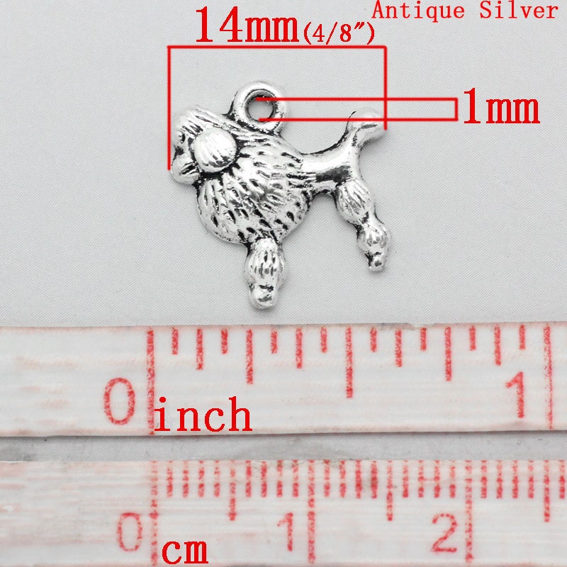 5 Pieces Antique Silver Poodle Charms - Etsy