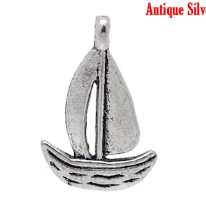 10 Pieces Antique Silver Sail Boat Charms - Etsy