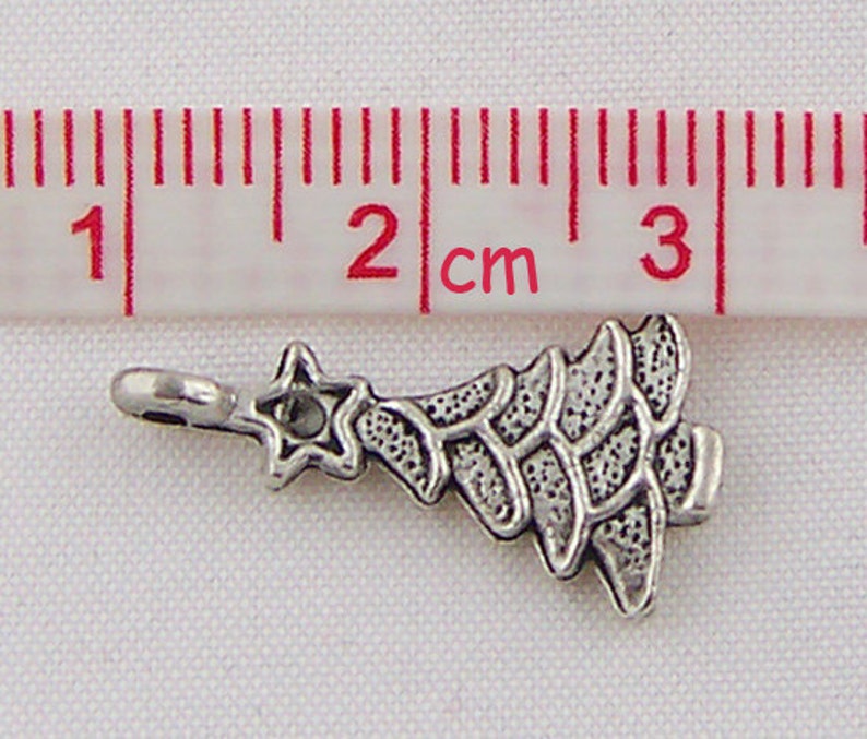 10 Pieces Antique Silver Christmas Tree With Star Top Charms | Etsy