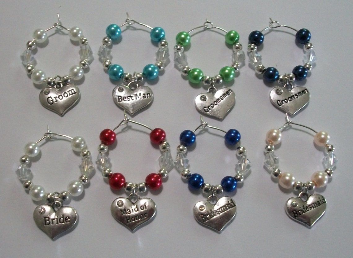 Set of 8 Pretty Glass Pearl and Antique Silver Rhinestone - Etsy