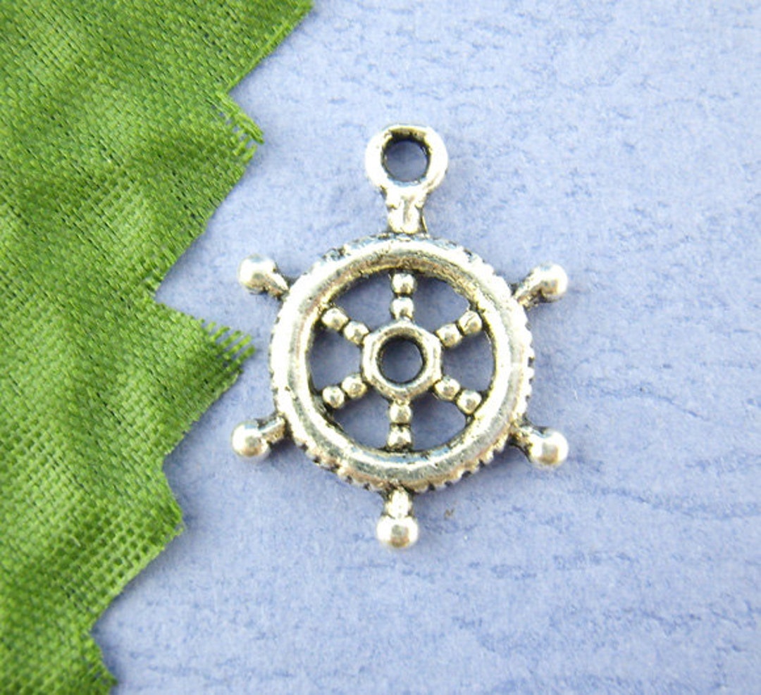 10 Pieces Antique Silver Ship Wheel Charms - Etsy
