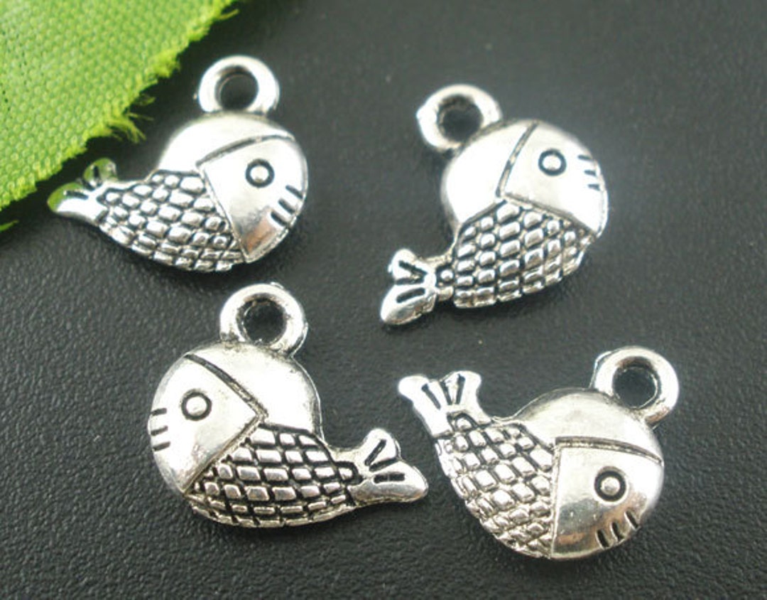 10 Pieces Cute Antique Silver Fish Charms - Etsy