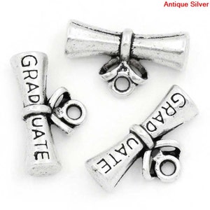 10 PCS Antique Silver "graduate" Diploma Charms - Etsy