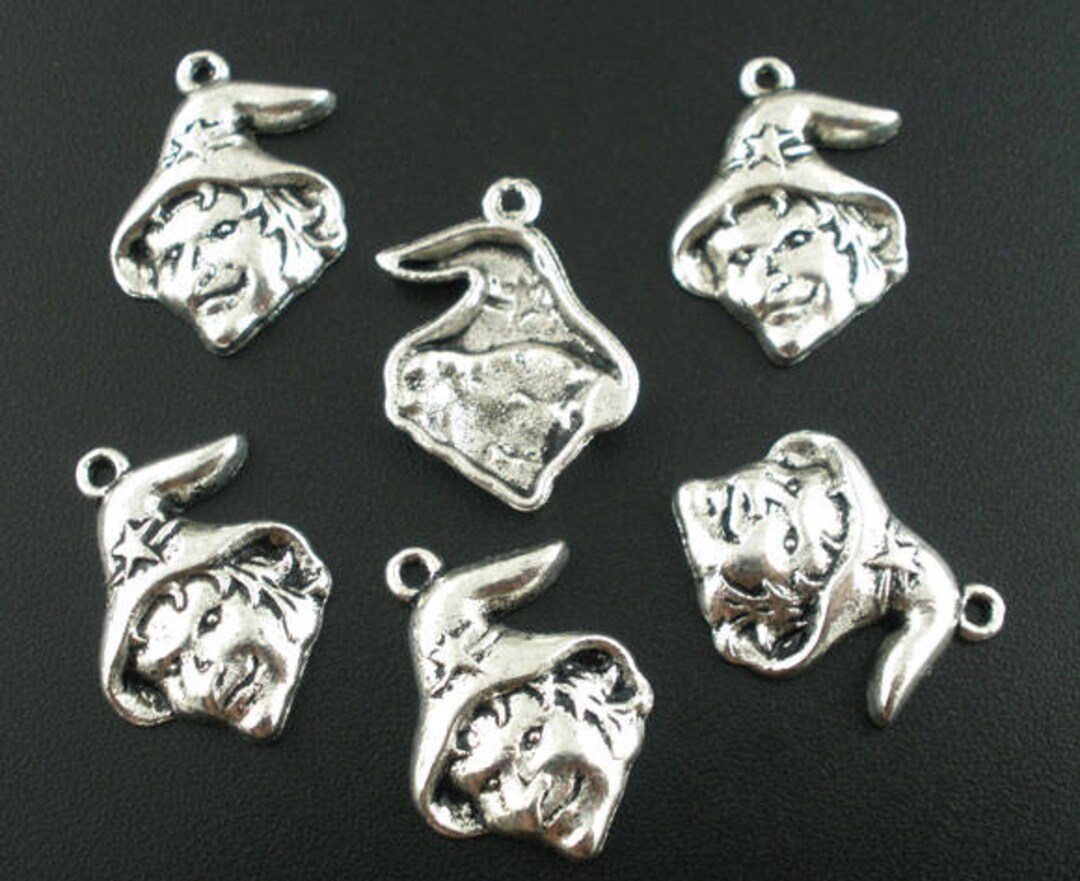 10 Pieces Antique Silver Halloween Wizard Charms - Etsy
