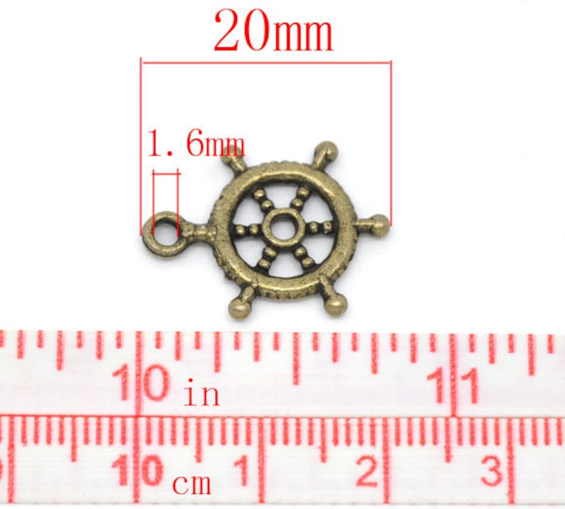 Five Pieces Antique Bronze Ship's Wheel Charms | Etsy