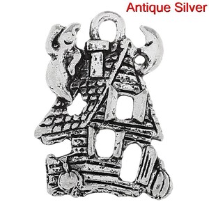 10 Pieces Antique Silver Haunted House Charms - Etsy