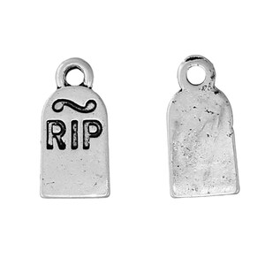 5 Pieces Antique Silver Half Oval " RIP " Charms, 16mm( 5/8") X 8mm( 3/ ...