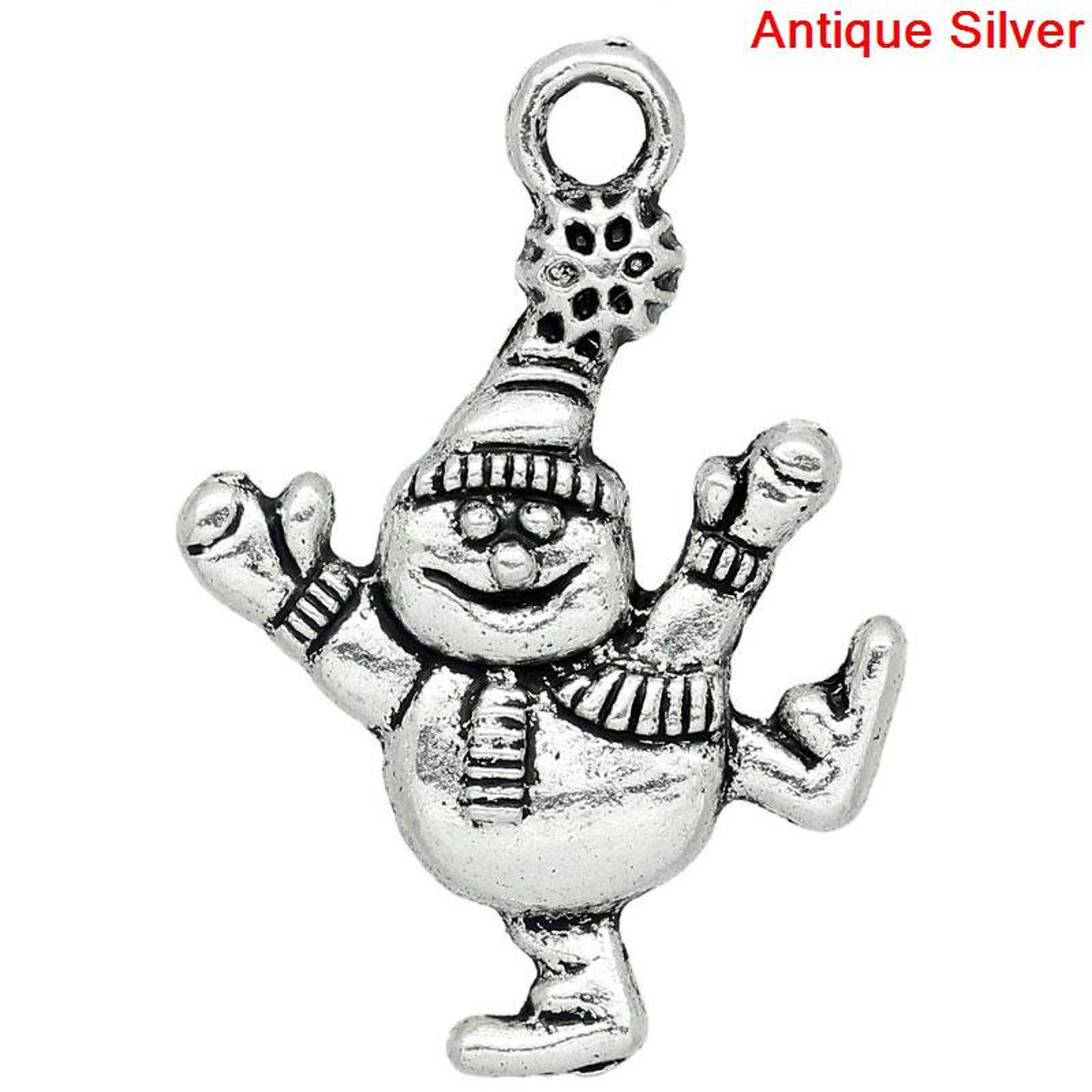 10 Pieces Antique Silver Christmas Snowman Charms - Etsy