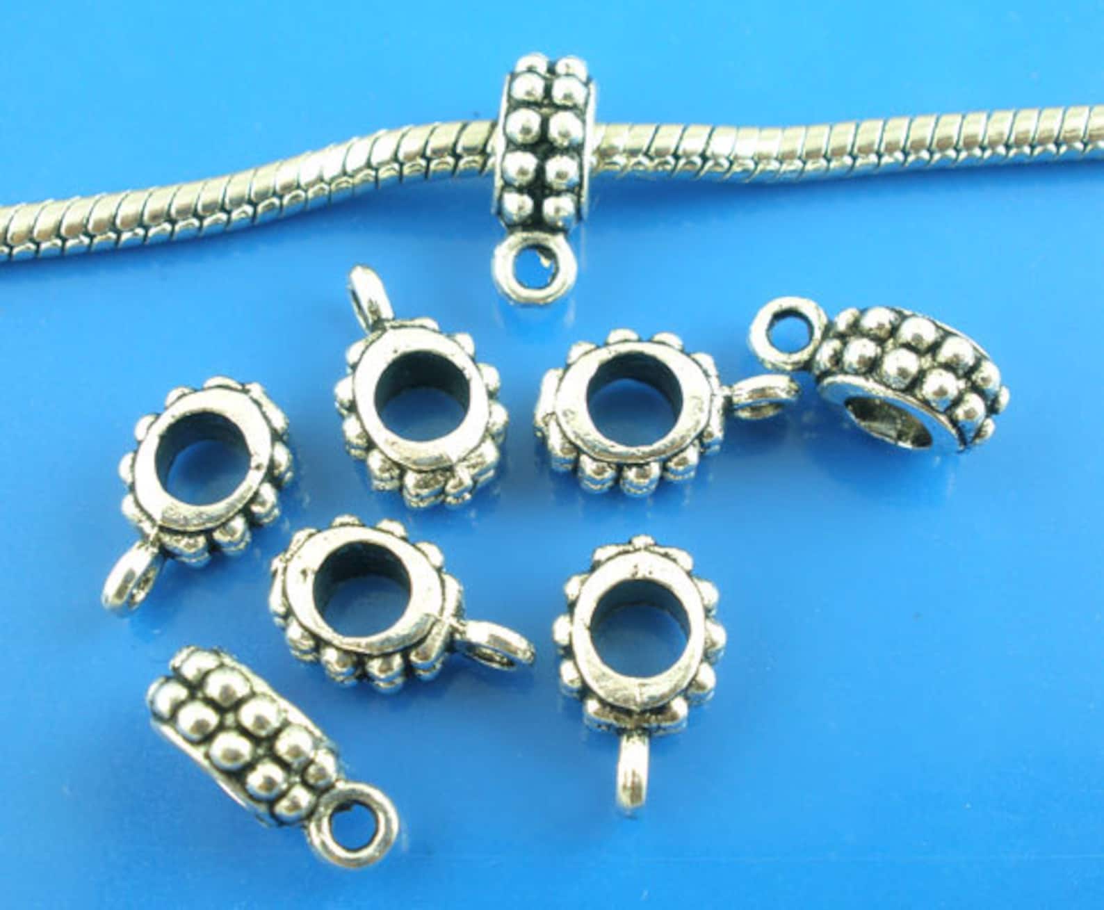 5 Pieces Silver European Bail Beads - Etsy