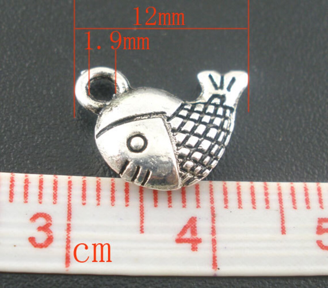 10 Pieces Cute Antique Silver Fish Charms - Etsy