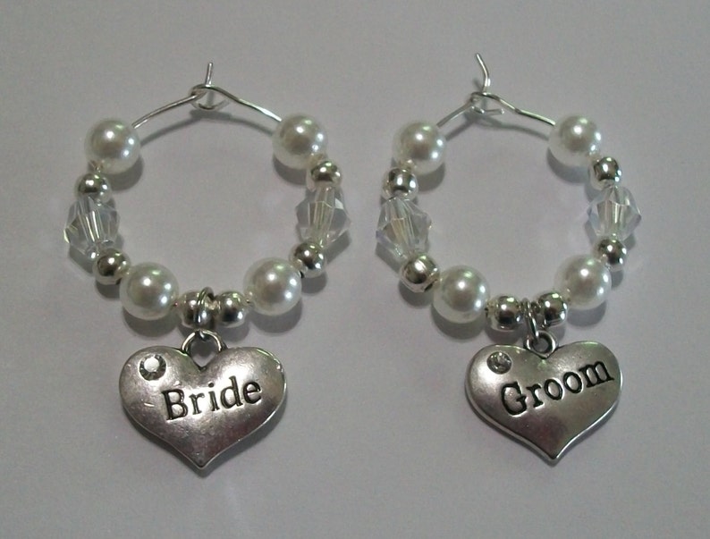 Set of 8 Pretty Glass Pearl and Antique Silver Rhinestone - Etsy