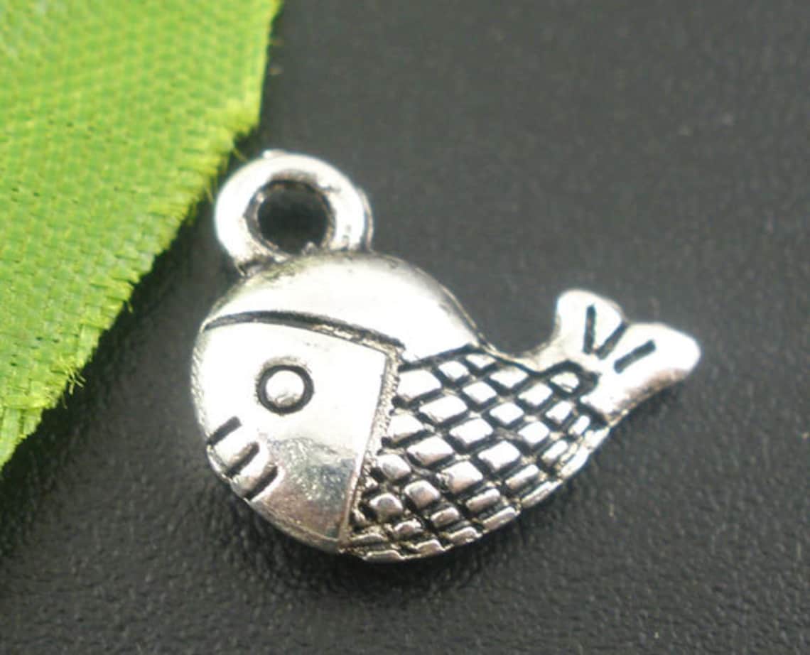 10 Pieces Cute Antique Silver Fish Charms | Etsy