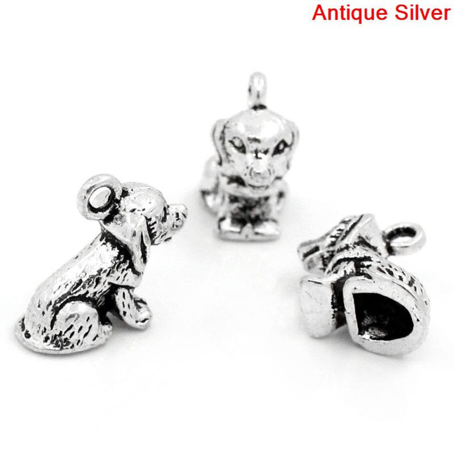 10 Pieces Antique Silver Dog Charms - Etsy
