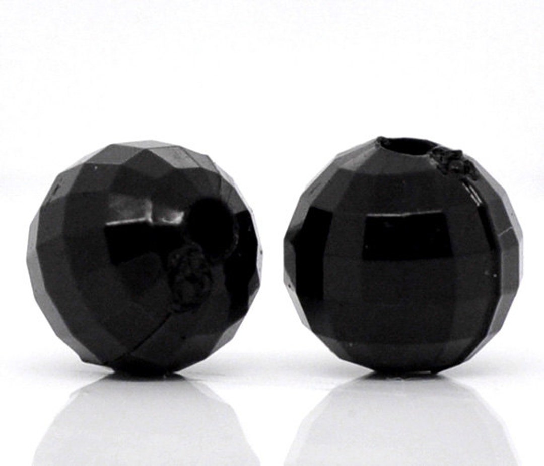 Black Acrylic Faceted Round Beads, 8mm, Pack of 50 Loose Beads - Etsy