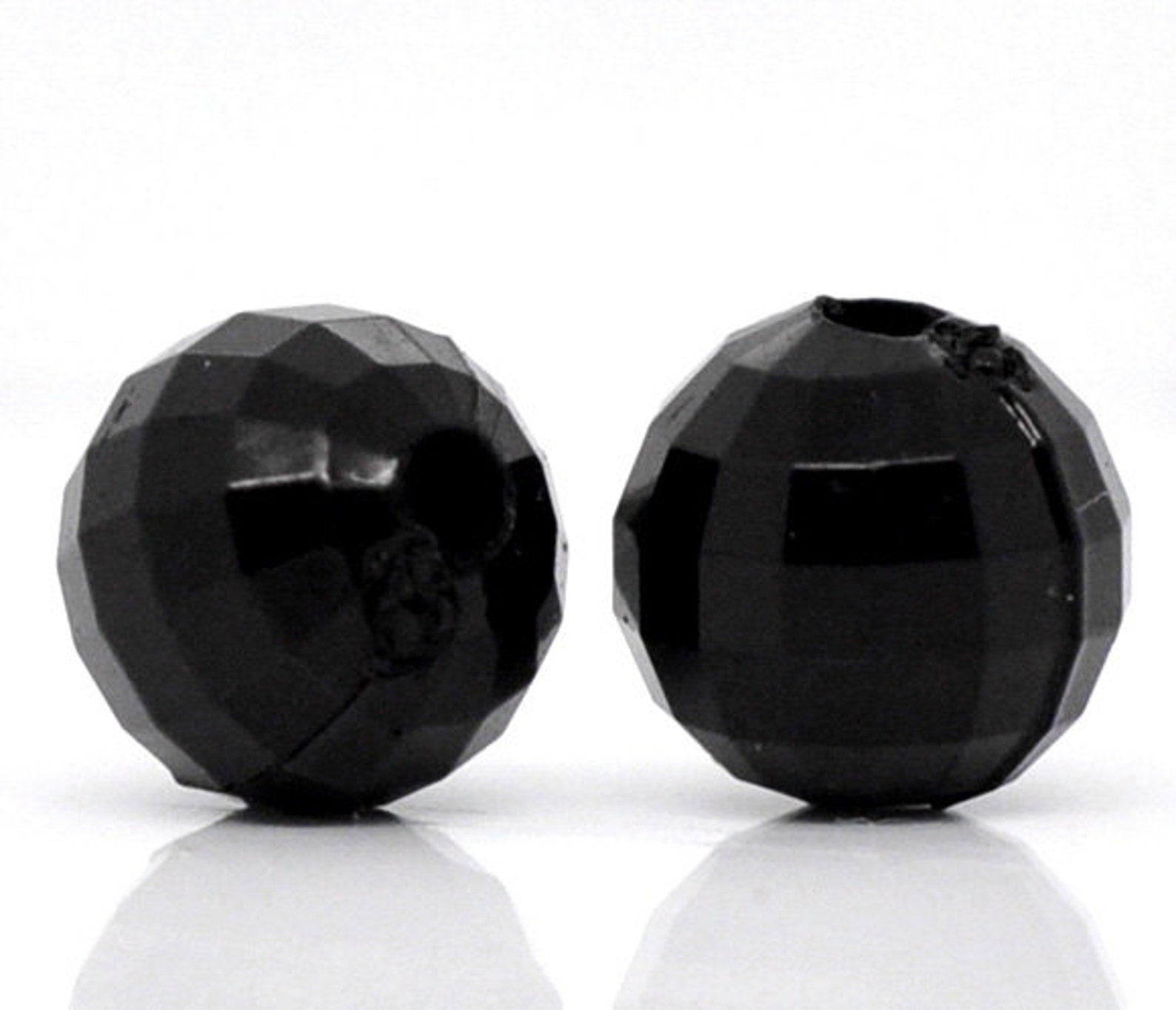Black Acrylic Faceted Round Beads 8mm Pack of 50 Loose Beads - Etsy