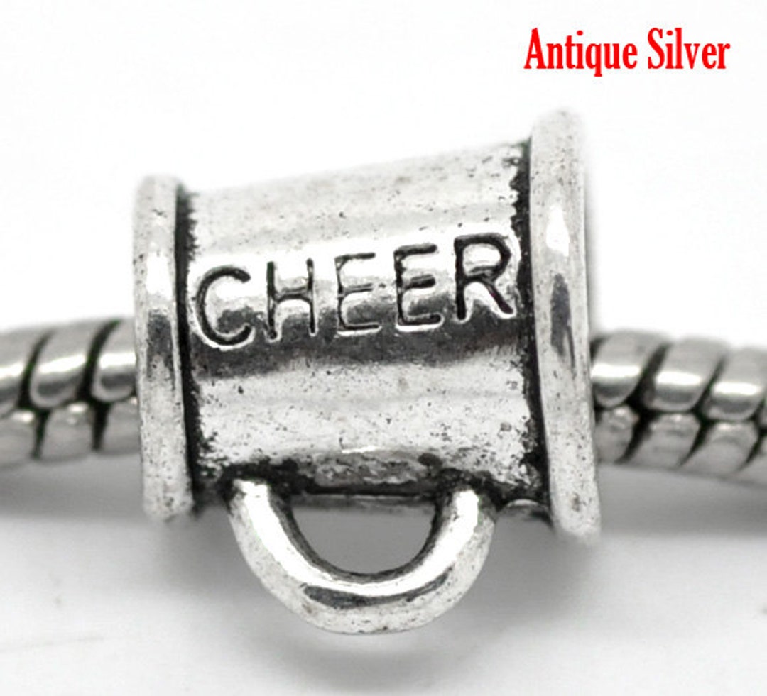 5 Pieces Antique Silver "cheer" European Bail Beads - Etsy