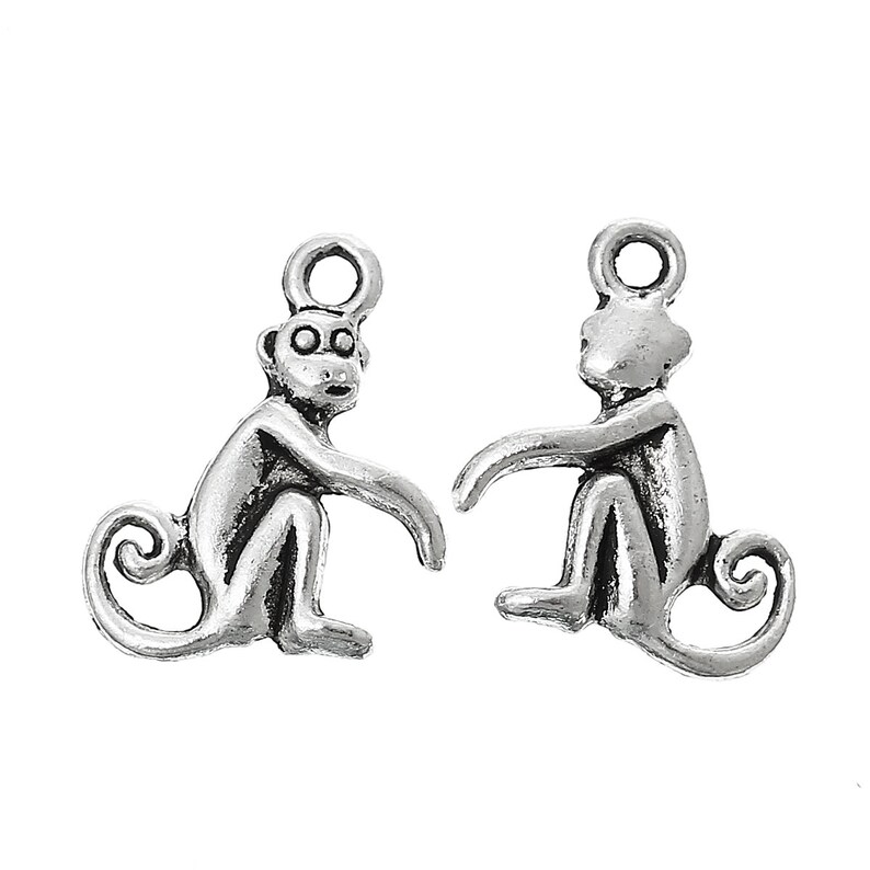 10 Pieces Antique Silver Monkey Charms - Etsy