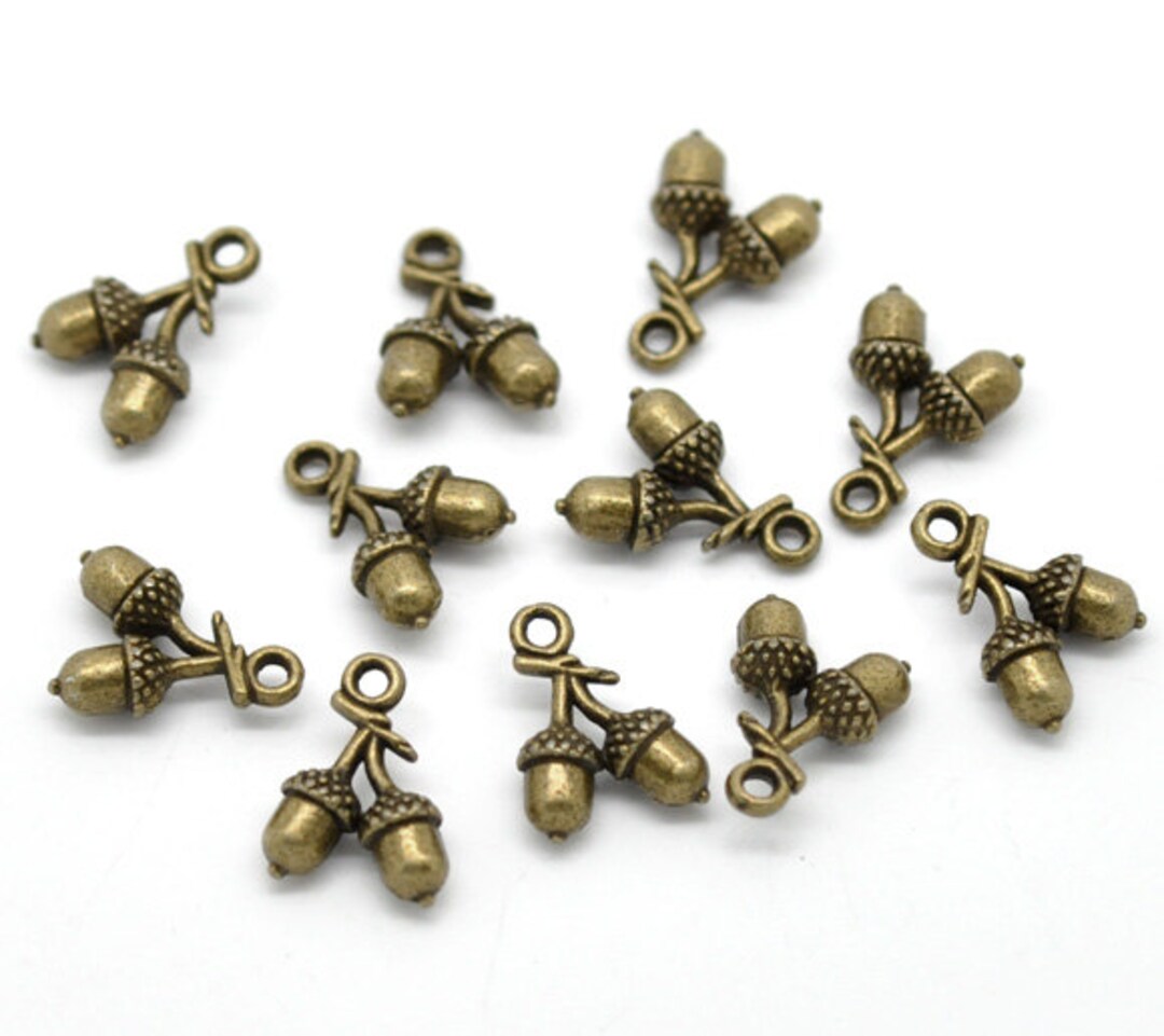 10 Pieces Antique Bronze Acorn Charms - Etsy