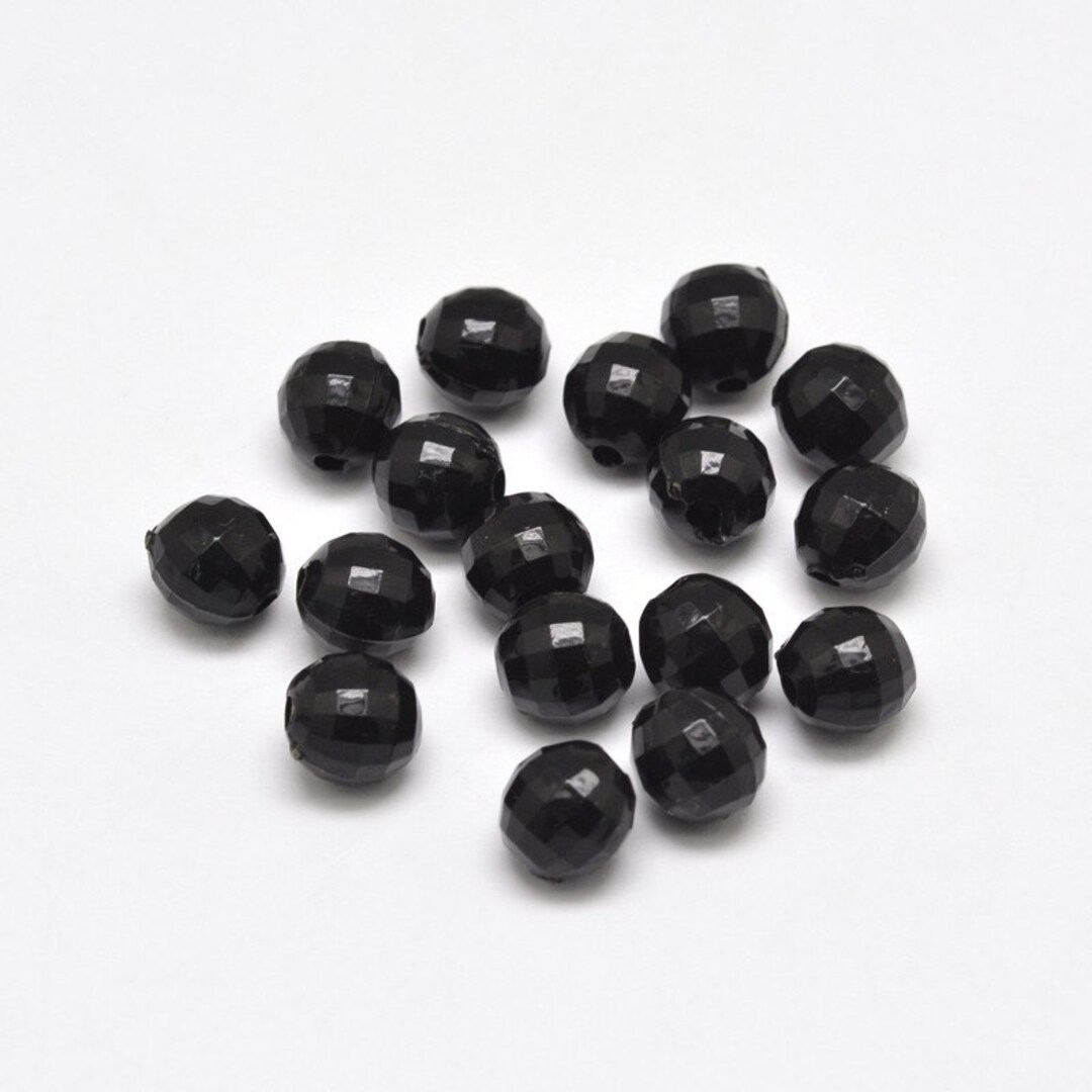 20 Pieces Faceted Round Acrylic Beads, Black, 20mm - Etsy