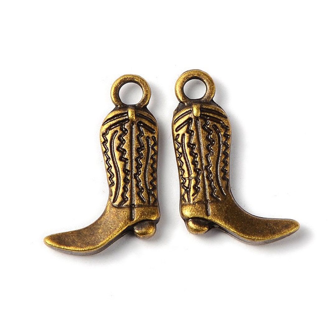 50 Pieces Antique Bronze Fancy Cowboy Boot Charms - Etsy