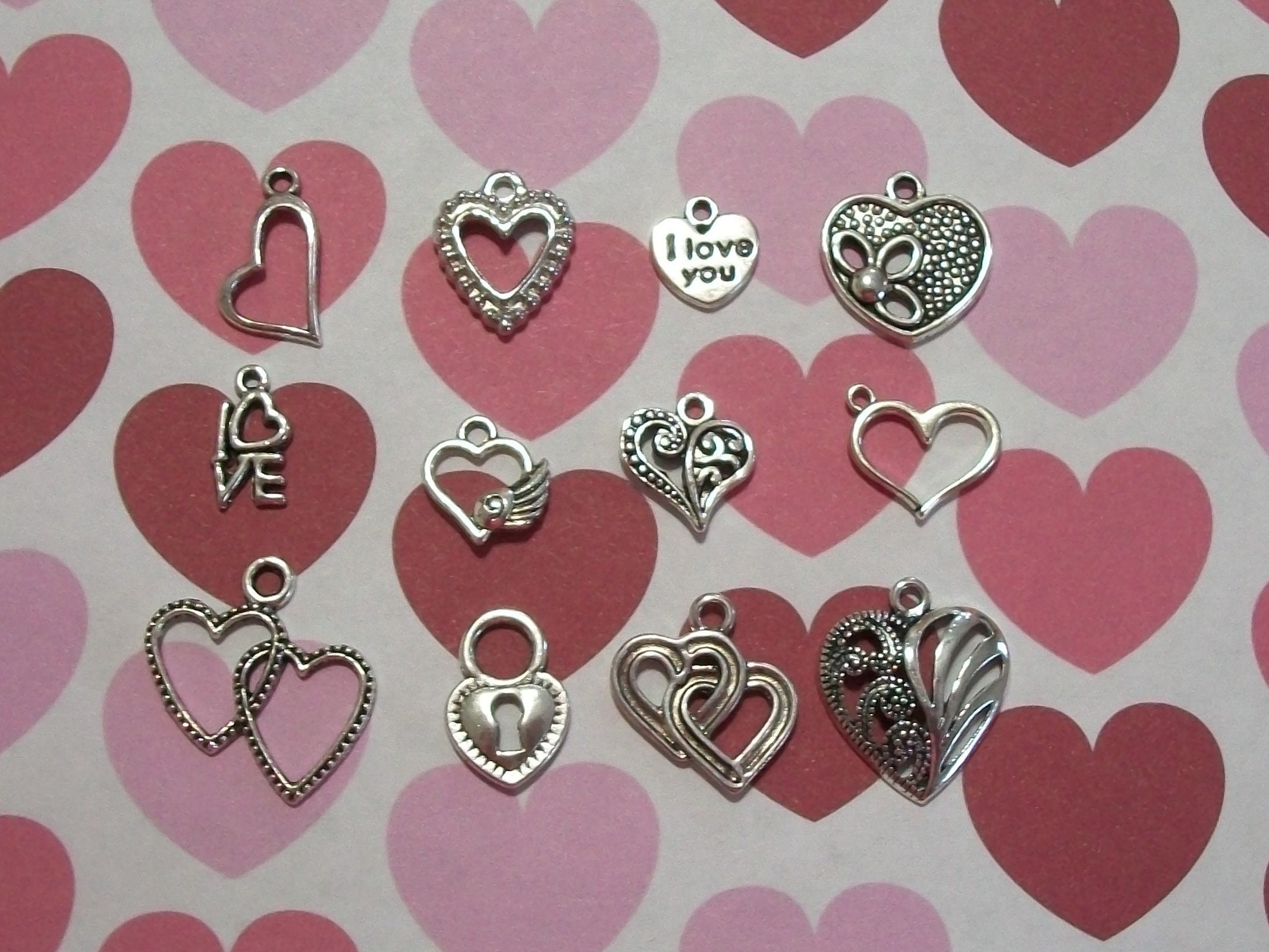 Cute 12 Piece Heart/love Charm Collection - Etsy