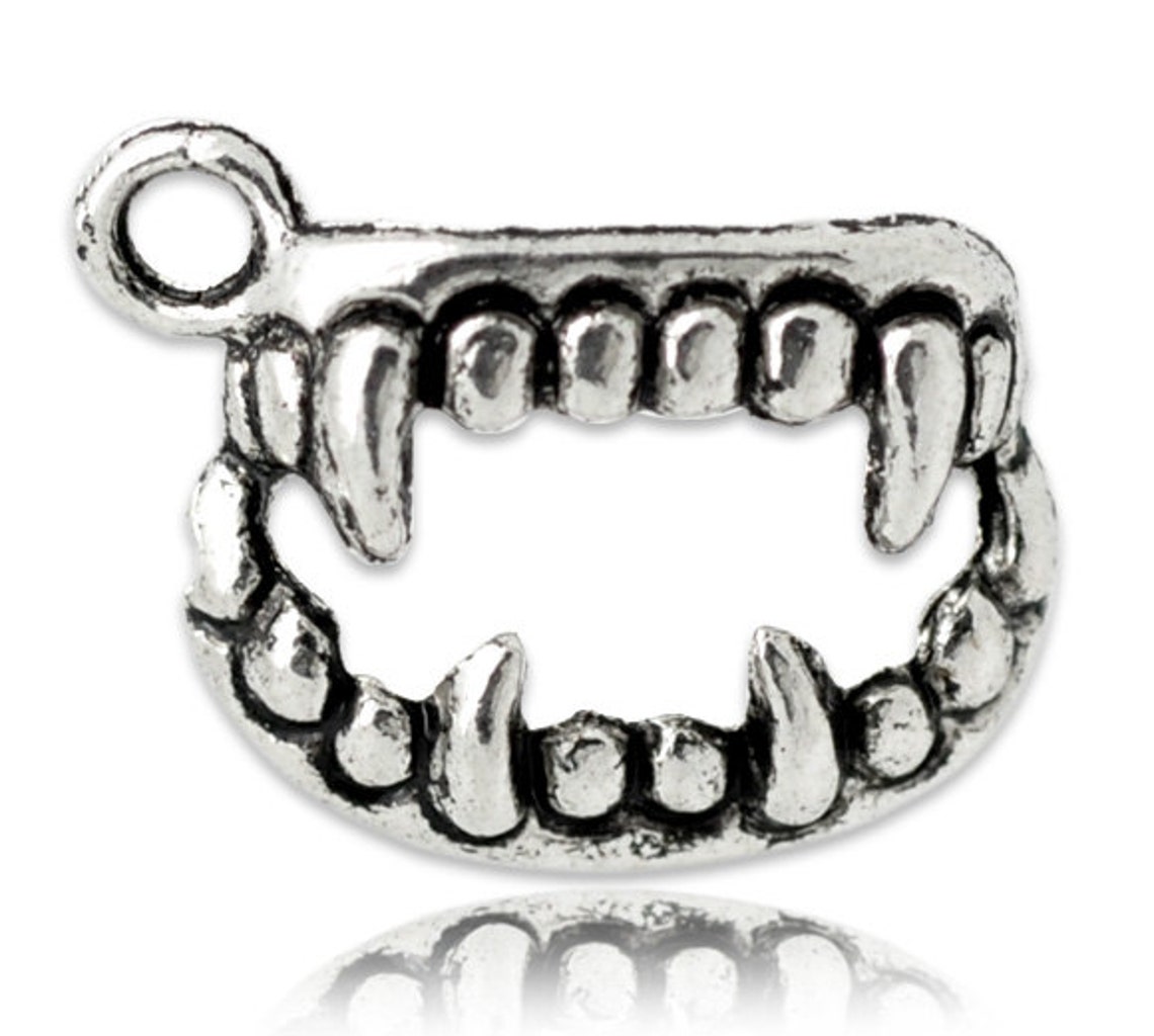 10 Pieces Antique Silver Vampire Teeth Charms - Etsy