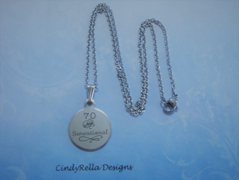 Pretty Stainless Steel "70 and Sensational" Charm Necklace - Etsy