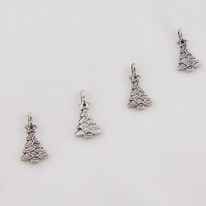 10 Pieces Antique Silver Christmas Tree With Star Top Charms - Etsy