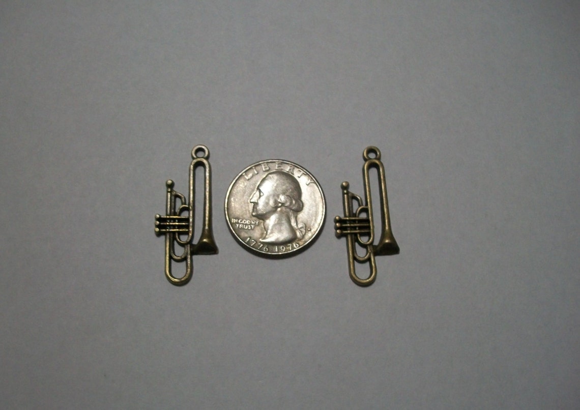 10 Pieces Antique Bronze Trombone Charms | Etsy