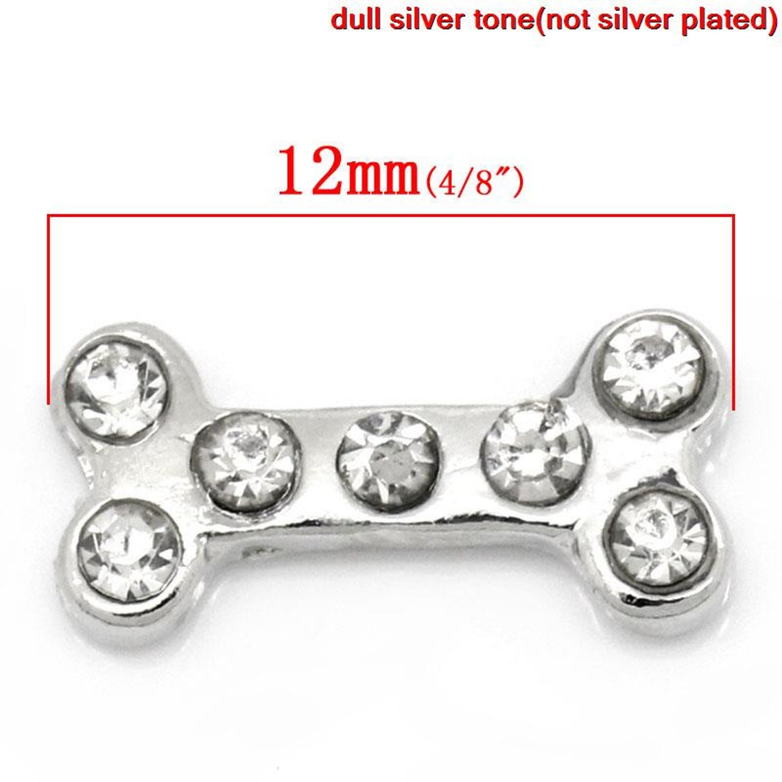 2 Pieces Silver Tone Clear Rhinestone Dog Bone Floating Locket Charms ...