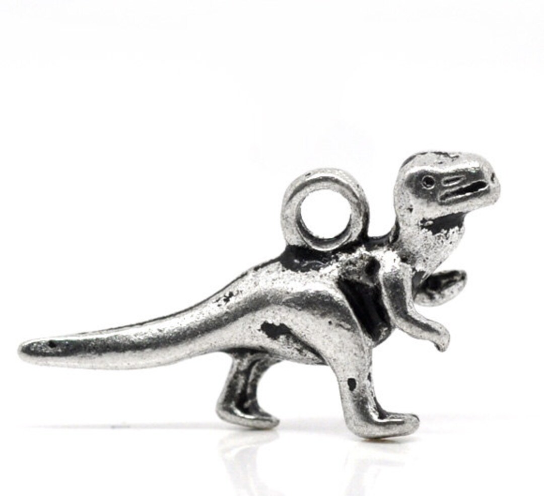 10 Pieces Antique Silver Dinosaur Charms - Etsy