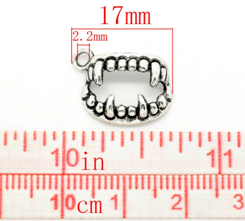 10 Pieces Antique Silver Vampire Teeth Charms - Etsy